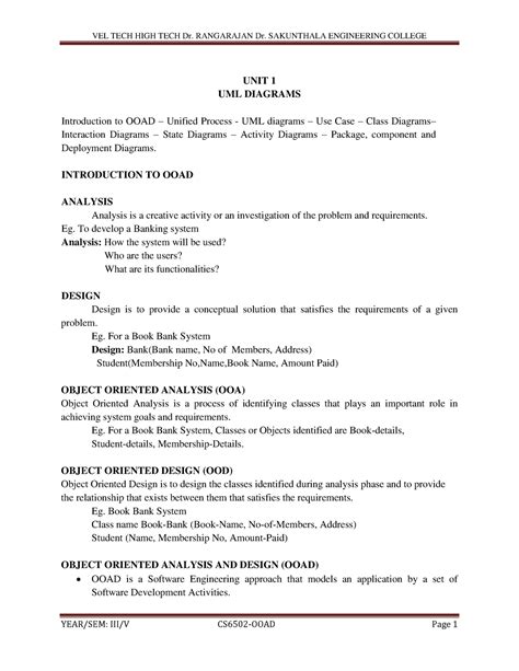 ooad final unit i unit 1 uml diagrams introduction to ooad unified process uml diagrams