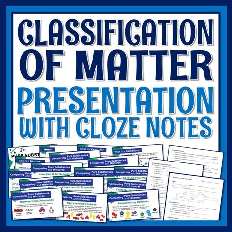 Classification Of Matter Notes With Cloze Sheet Flying Colors Science