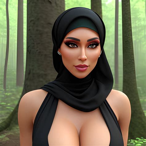 A Beautiful Girl In A Forest Wearing Hijab Looking At Camera Sho Arthubai