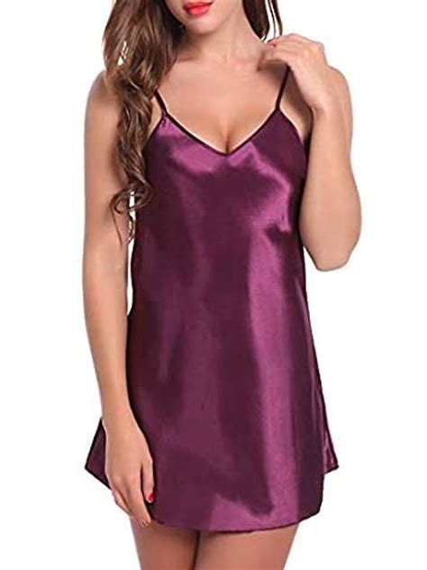 Karuedoo Women Lace Silky Soft Shiny Satin Chemise Nightdress Nighty Nightwear