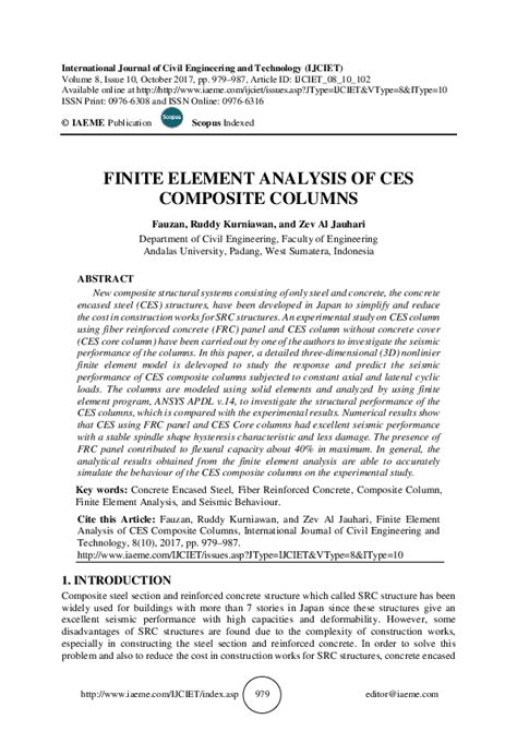 pdf finite element analysis of ces composite columns iaeme publication