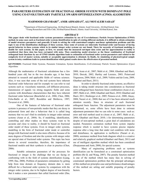 pdf parameters estimation of fractional order system with dominant pole using co evolutionary