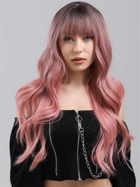 Natural Long Curly Wig With Bangs Long Curly Wig Curly Hair Styles Wigs With Bangs