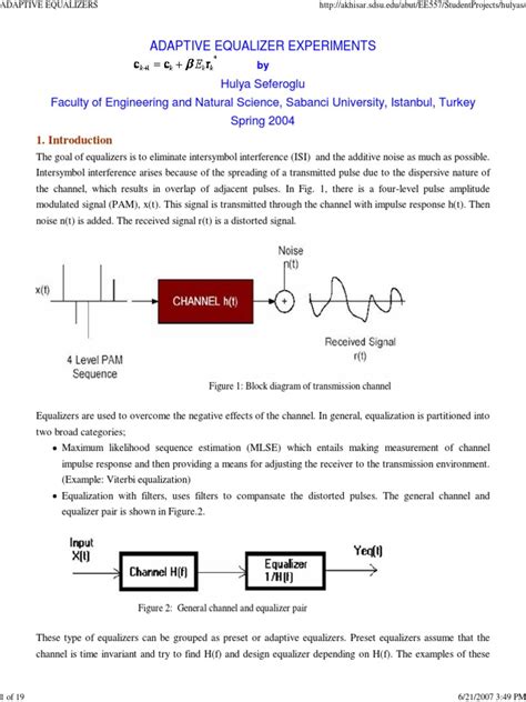 adaptive equalizers pdf signal to noise ratio equalization audio