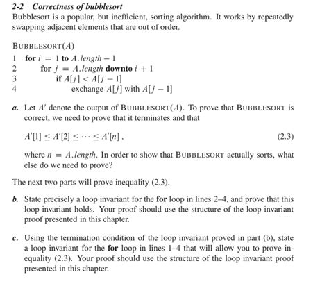 solved correctness of bubblesort bubblesort is a popular