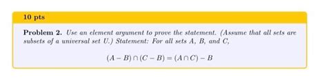 solved problem 2 use an element argument to prove the