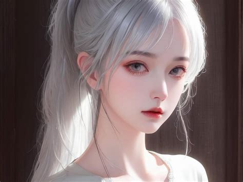 ai绘画 白色马尾辫动漫美女平板电脑壁纸 图片编号335010 壁纸网