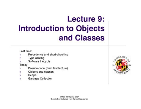 introduction to objects and classes object oriented program i cmsc 131 docsity
