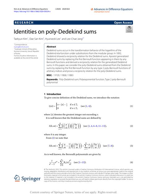 pdf identities on poly dedekind sums