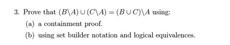solved 3 prove that b a u c a buc a using a a