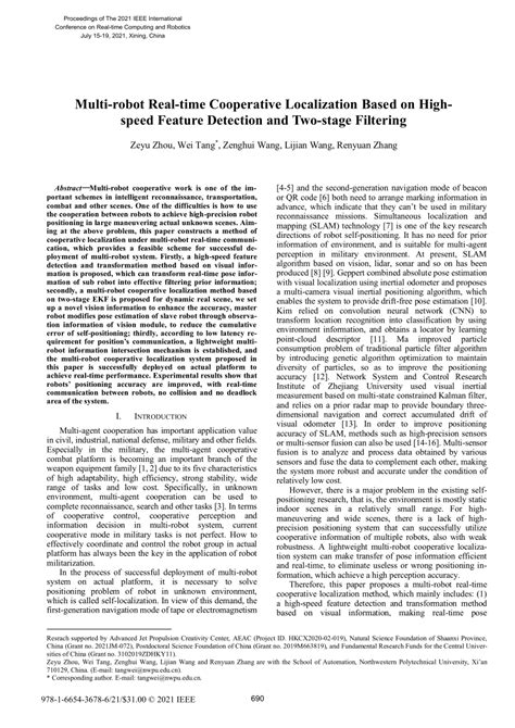 pdf multi robot real time cooperative localization based on high speed feature detection and