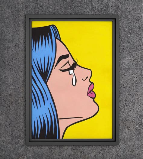 Yellow Pop Art Girl Crying Poster Print Pop Art Poster Fashion Wall Decor Fashion Wall Art