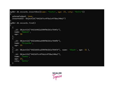 mongodb insert document scaler topics