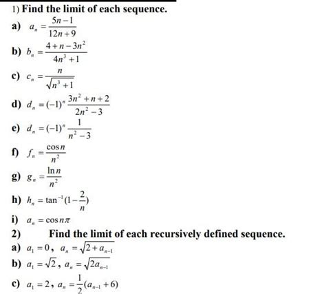 solved 2 find the limit of each recursively defined