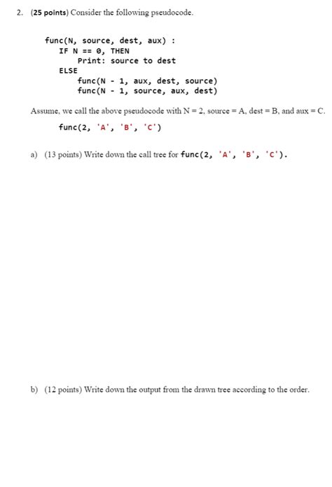 solved 2 25 points consider the following pseudocode
