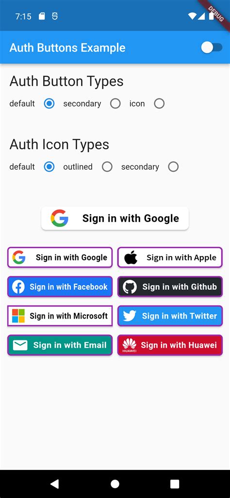 Auth Buttons Flutter Package