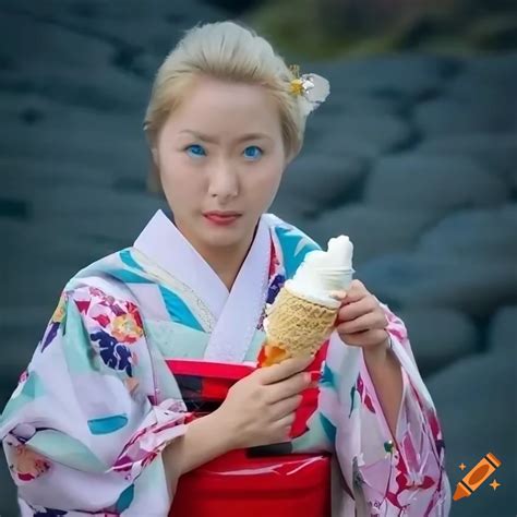 Japanese Woman In Kimono At Giants Causeway On Craiyon