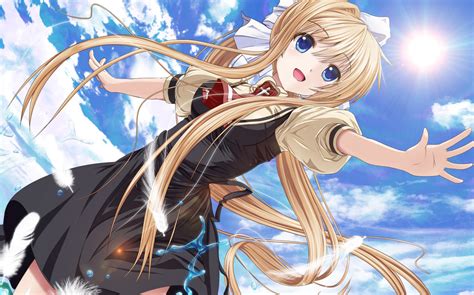 Wallpaper Illustration Blonde Long Hair Anime Girls Blue Eyes Mythology Air Anime Kamio