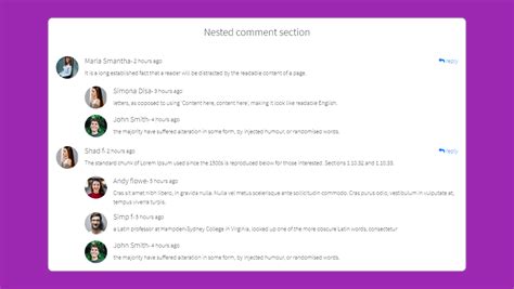 bootstrap 4 nested comment section with reply example