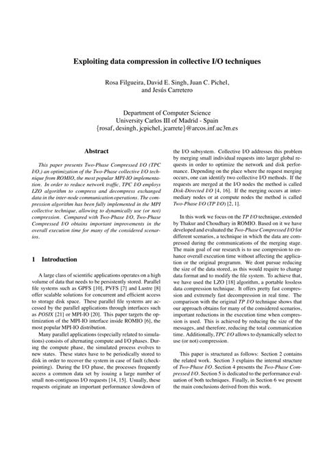 pdf exploiting data compression in collective i o techniques