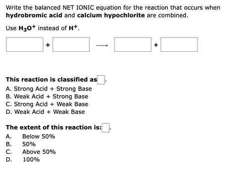 solved write the balanced net ionic equation for the