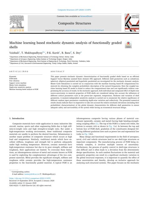 pdf machine learning based stochastic dynamic analysis of functionally graded shells