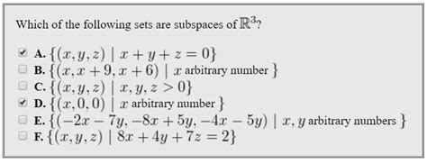 solved which of the following sets are subspaces of r 3 a