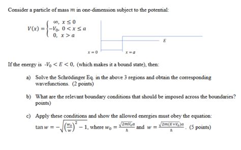 solved consider a particle of mass m in one dimension