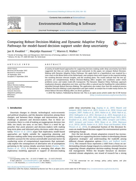 pdf comparing robust decision making and dynamic adaptive policy pathways for model based