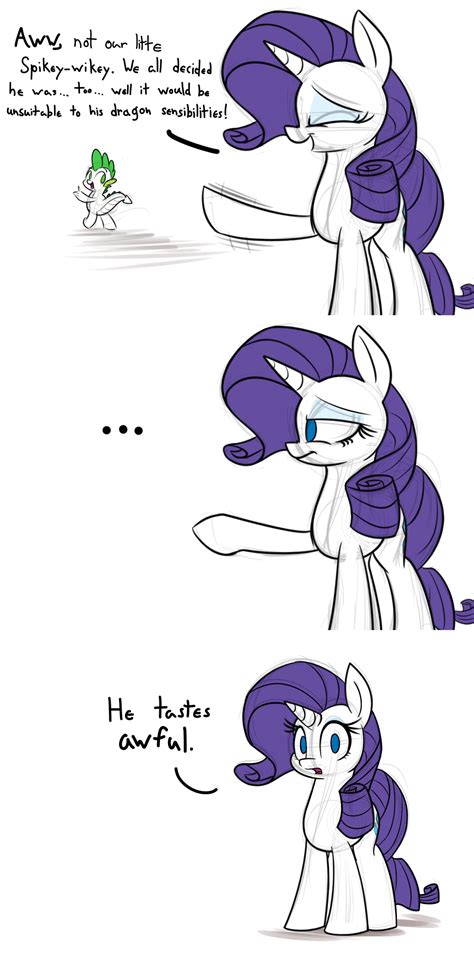 1156342 Safe Artistbellspurgebells Rarity Spike Comic Implied Vore Derpibooru