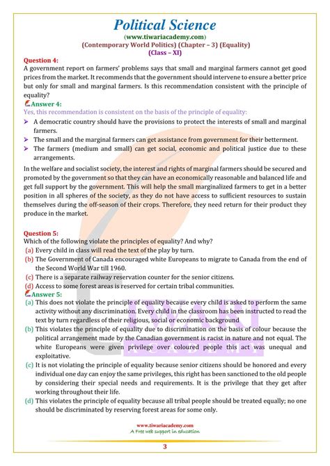 NCERT Solutions For Class 11 Political Science Chapter 3 Equality