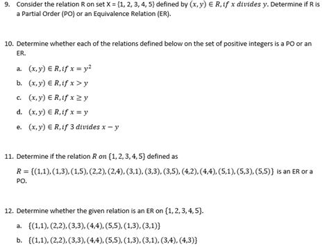solved consider the relation r on set x 1 2 3 4 5 defined by x y âˆˆ r if y divides x