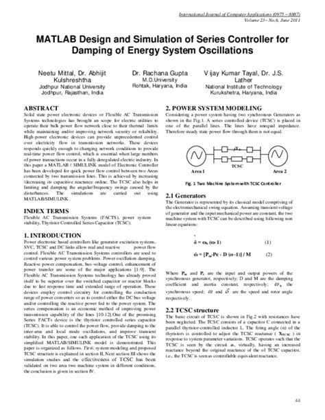 pdf matlab design and simulation of series controller for damping of energy system