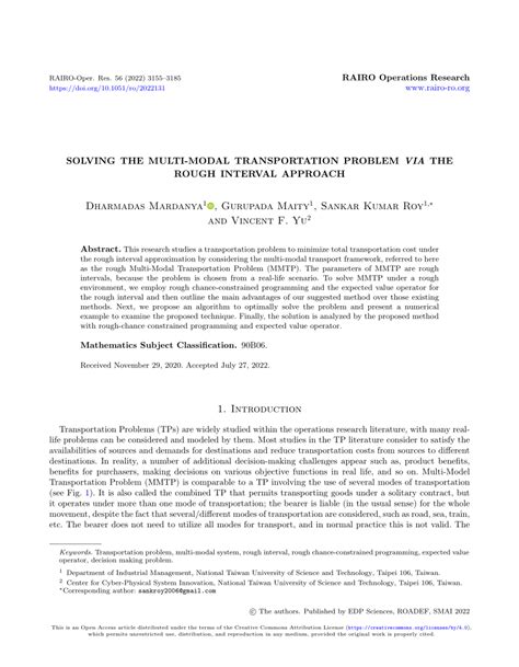 pdf solving the multi modal transportation problem via the rough interval approach