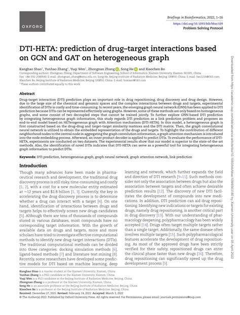 pdf dti heta prediction of drug target interactions based on gcn and gat on heterogeneous graph