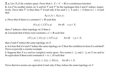 solved 2 a let x d be a metric space prove that d xx x