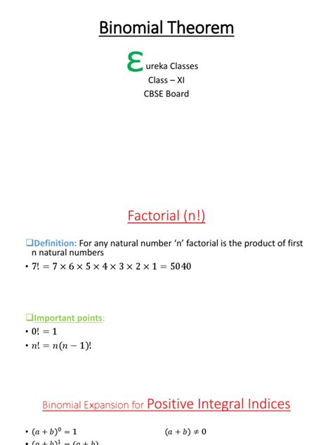 binomial theorem pdf mathematical concepts numbers