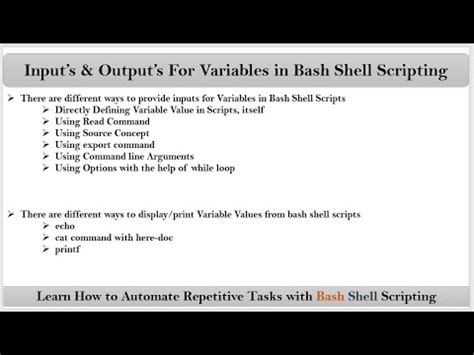 Section 5 Video 1 Inputs Outputs For Variables In Bash Shell