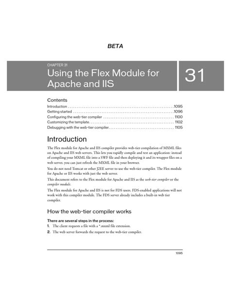 using the flex module for apache and iis how the web tier compiler