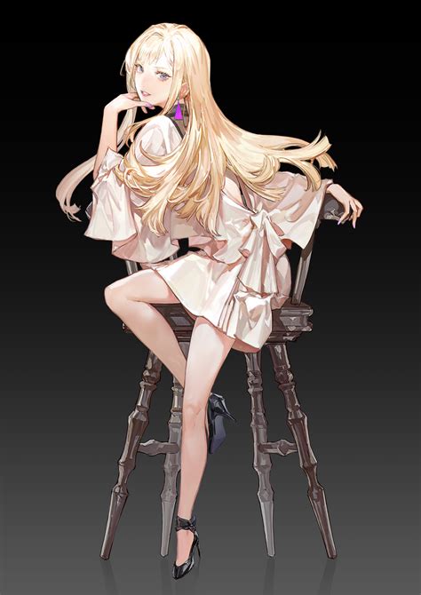 Safebooru 1girl Bare Legs Blonde Hair Blue Eyes Capelet Dress Earrings Gigi Andalusia Gundam