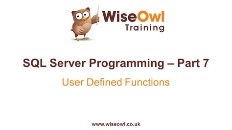 Sql Server Programming Part 7 User Defined Functions Youtube