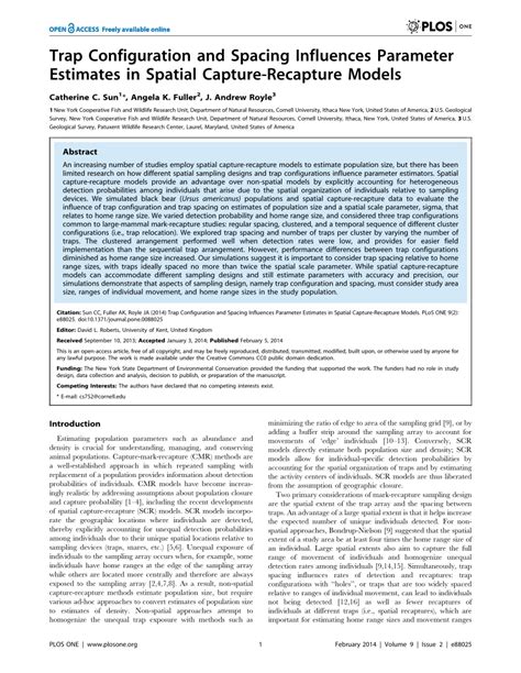 pdf trap configuration and spacing influences parameter estimates in spatial capture recapture