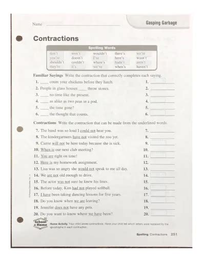 modified contractions 251 and 256 interactive worksheet edform