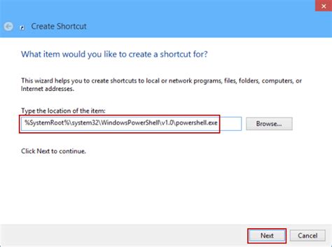 how to create a windows powershell shortcut on windows 10 desktop