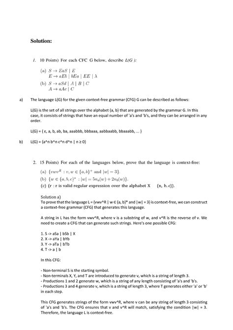 solutions assignment solution solution 10 points for each cfc g below describe l g a