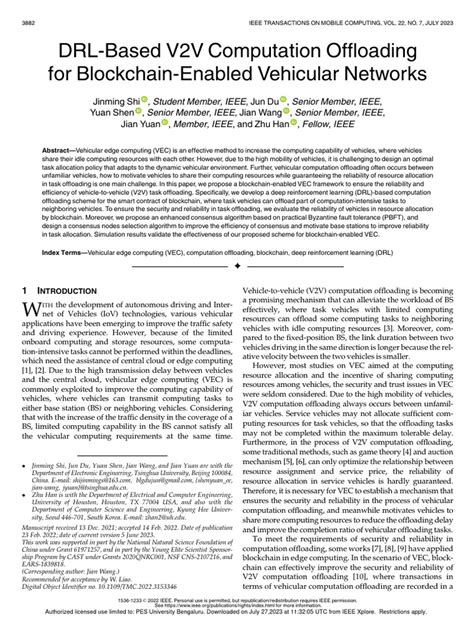 drl based v2v computation offloading for blockchain enabled vehicular networks download free