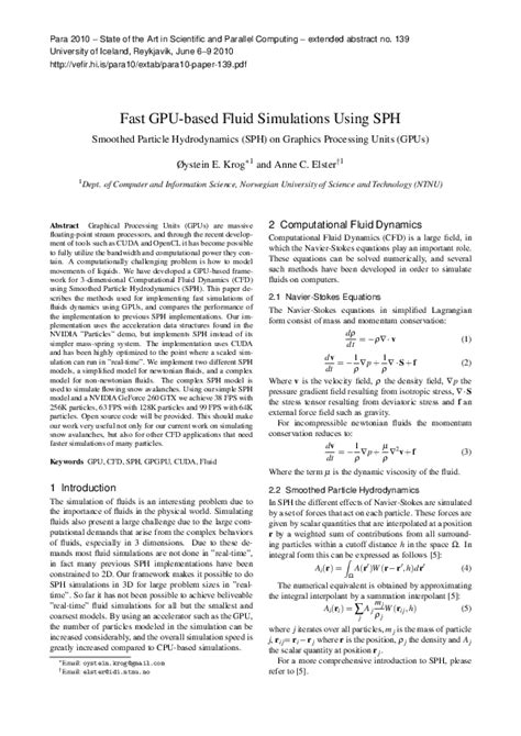 pdf fast gpu based fluid simulations using sph Øystein krog and anne c elster