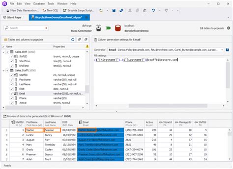 generate test data for sql server using dbforge data generator