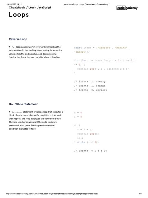 learn javascript loops cheatsheet codecademy pdf control flow computer science