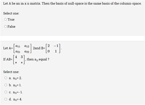 solved let a be an m x n matrix then the basis of